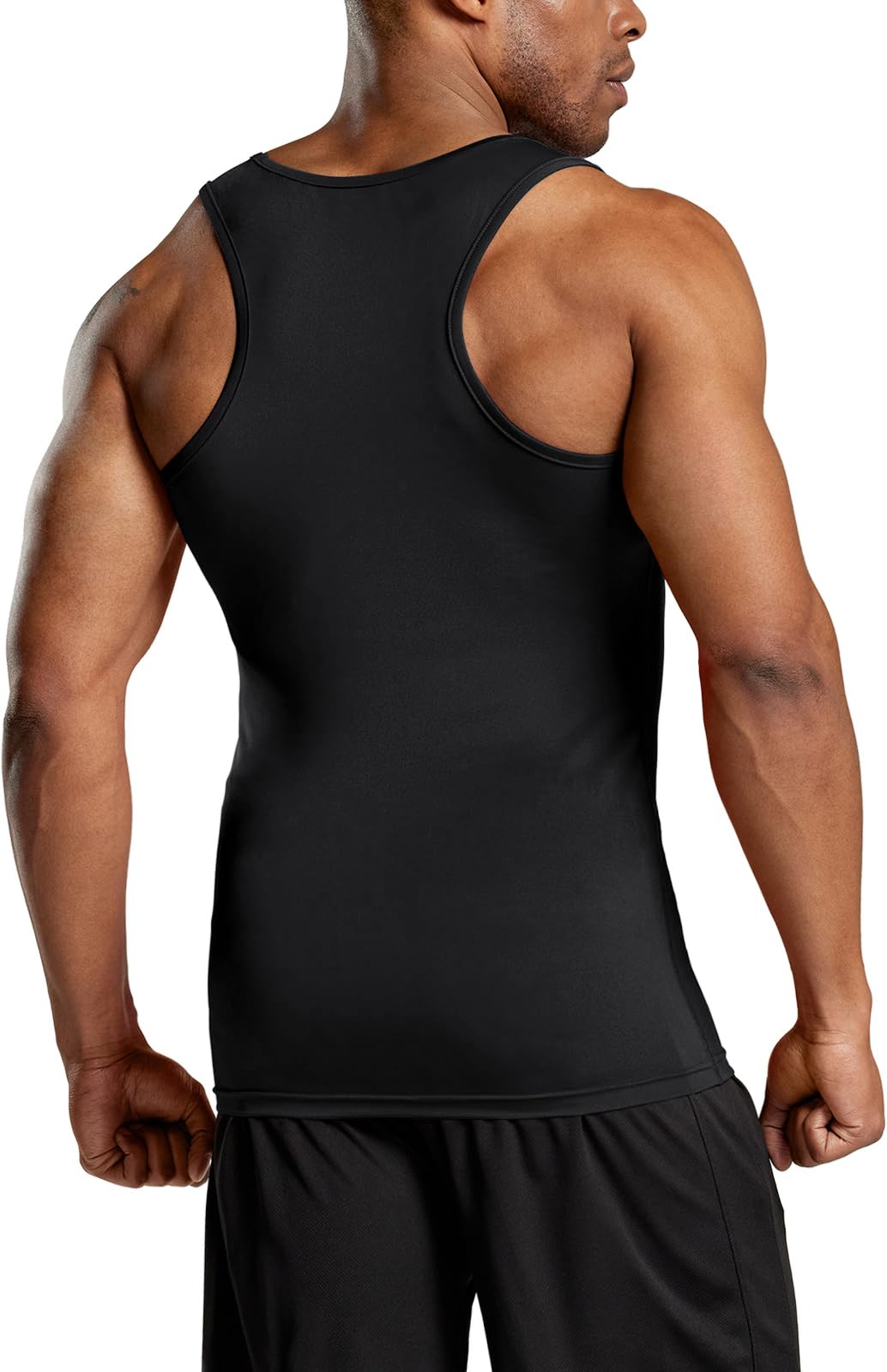 ATHLIO Men's Cool Dry Compression Sleeveless Tank Top, Sports Running Basketball Workout Base Layer, 3pack Tank Top Black/Black/Black, Small