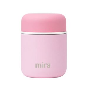 mira 9oz insulated food jar thermo for hot food & soup, compact stainless steel vacuum lunch container - pink