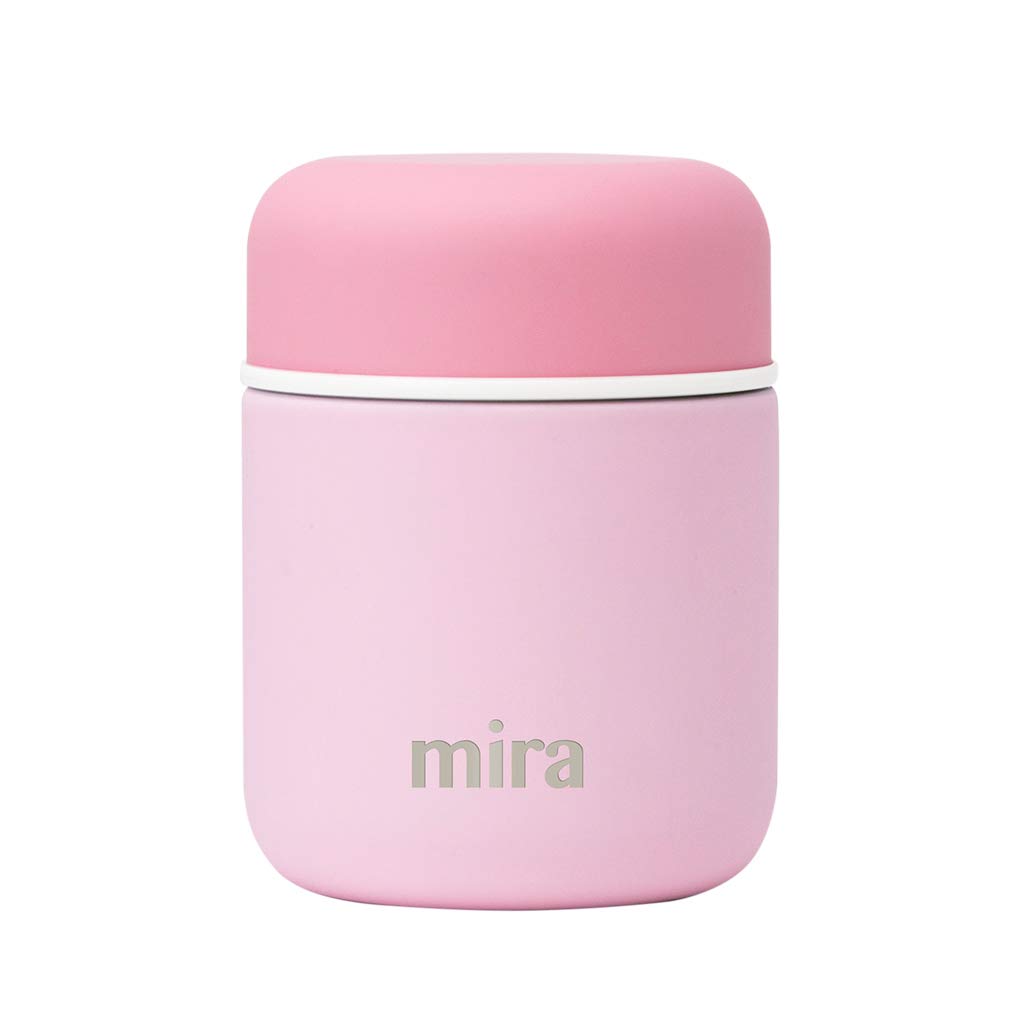 MIRA 9oz Insulated Food Jar Thermo for Hot Food & Soup, Compact Stainless Steel Vacuum Lunch Container - Pink