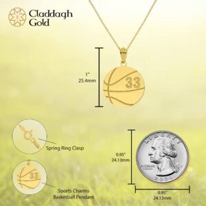 Sports Charms Certified 10k Yellow Gold Personalized Basketball Pendant with Your Name and Number