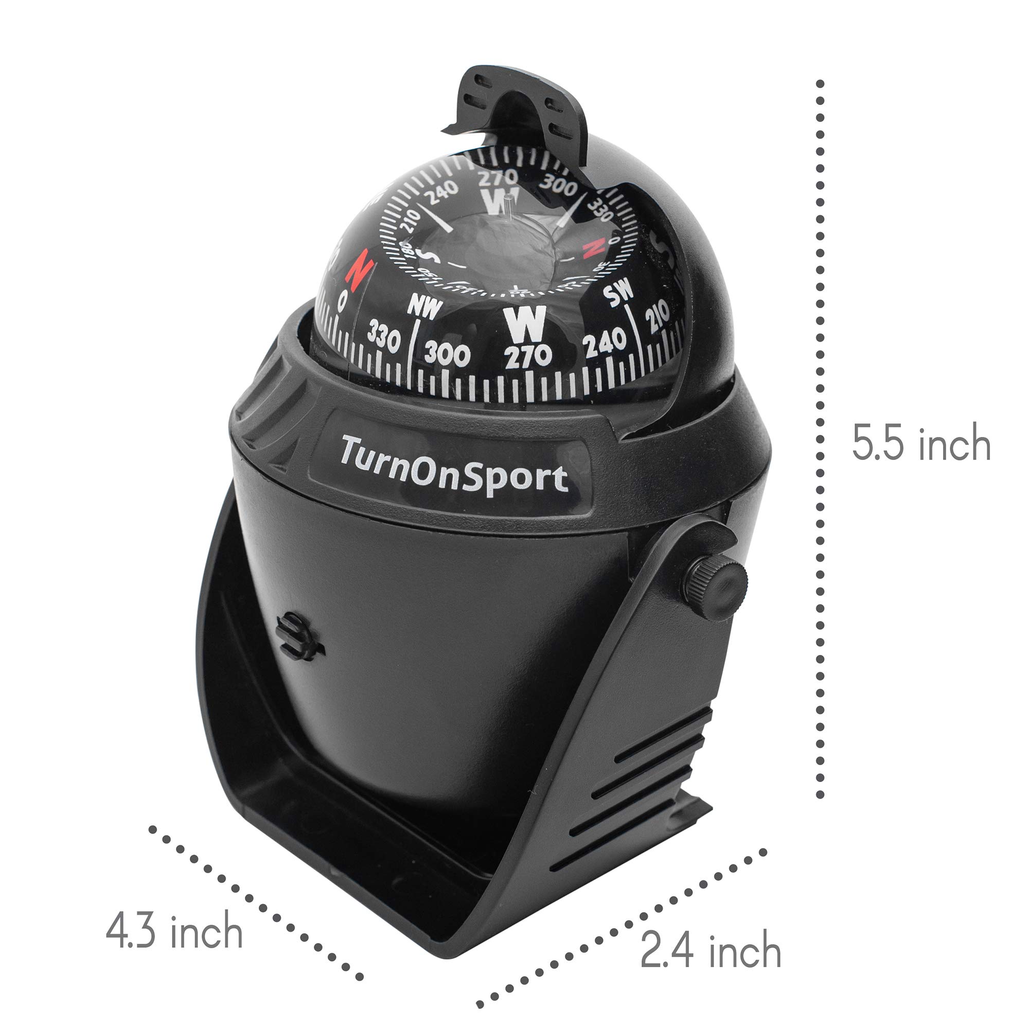 Boat Compass Dash Mount Flush - Boating Compass Dashboard Suction - Navigation Marine Compass Boats Surface Mount - Illuminated Dashboard Compass Ship - Electronic Sea Compass Suction Cup (Black)