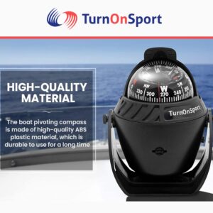 Boat Compass Dash Mount Flush - Boating Compass Dashboard Suction - Navigation Marine Compass Boats Surface Mount - Illuminated Dashboard Compass Ship - Electronic Sea Compass Suction Cup (Black)