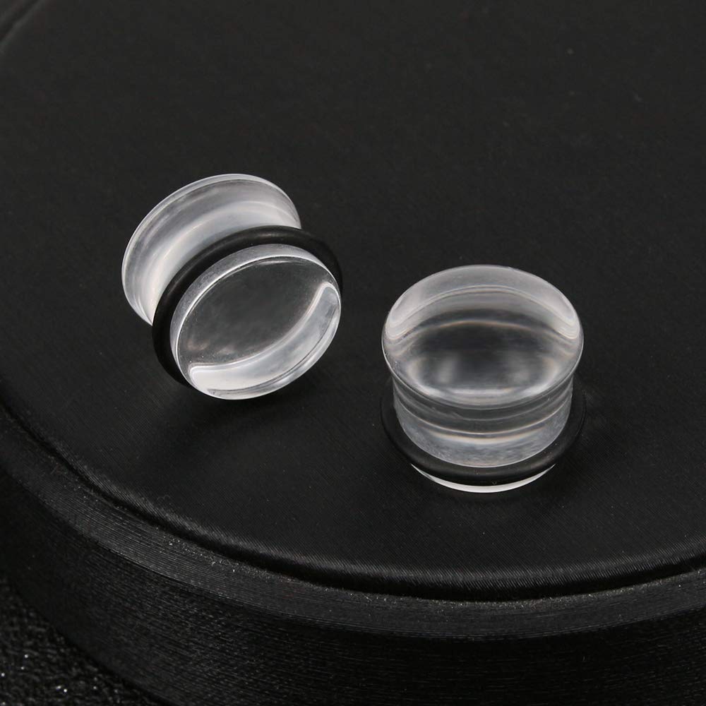 ZS 3 Pairs Blue Glass Ear Gauges Single Flared Mushroom Flare Plugs Tunnels Stretcher Expander Glass Ear Plug for Women 4g-5/8 in (1g(7mm))