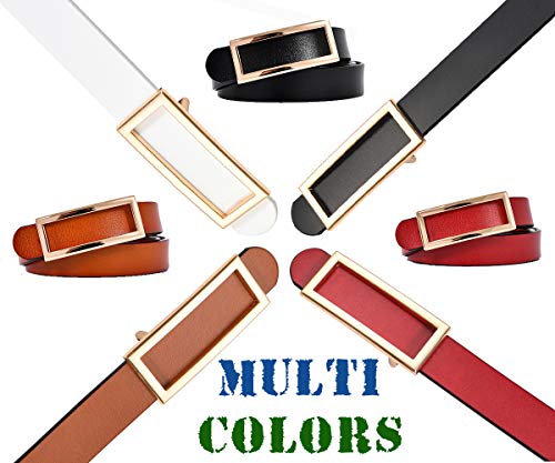 INSIGHTER Genuine Leather Belt for Women Waist Skinny Dress Belt for Jeans Pants 0.93" Width Black Red Brown White