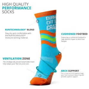 Gone For a Run Inspirational Athletic Running Socks | Mid-Calf | Burn Off The Crazy | Light Blue