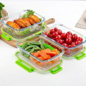 C CREST Glass Containers for Food Storage with Lids, [10-Pack] Meal Prep Containers for Kitchen, Home Use, BPA Free