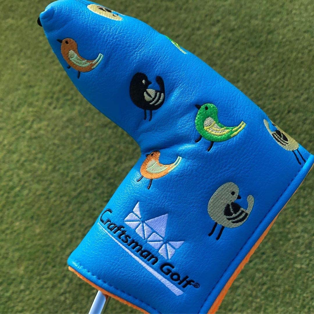 Craftsman Golf Birdie Birds Blue Blade Putter Cover Headcover for Odyssey Scotty Cameron (Blade Putter Cover)