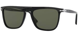 persol po3225s rectangular sunglasses, black/green, 56 mm