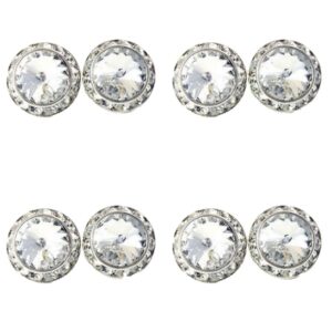 4 pairs 15mm rhinestone round shaped acrylic stone inside crystal ear studs for dance competitions stage performance bridal party earrings jewelry clear