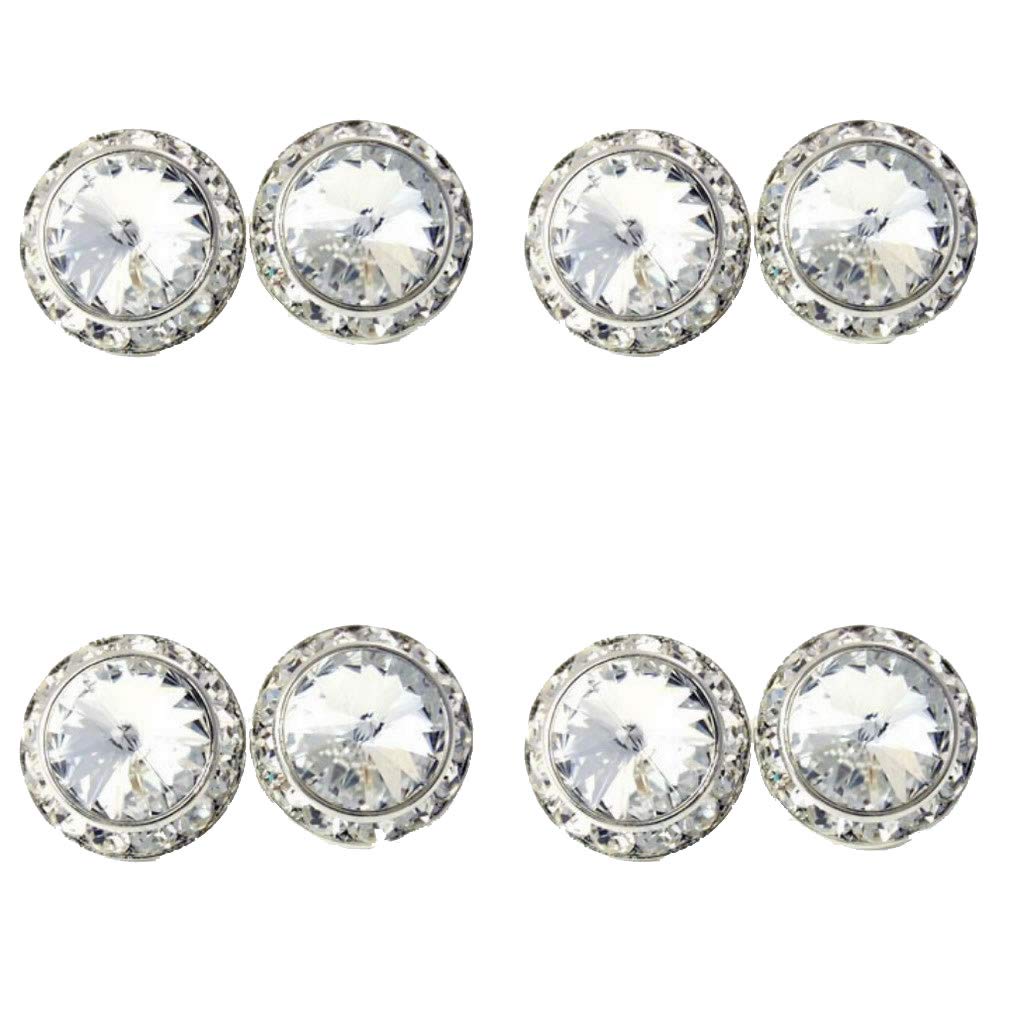 4 Pairs 15mm Rhinestone Round Shaped Acrylic Stone Inside Crystal Ear Studs For Dance Competitions Stage Performance Bridal Party Earrings Jewelry Clear