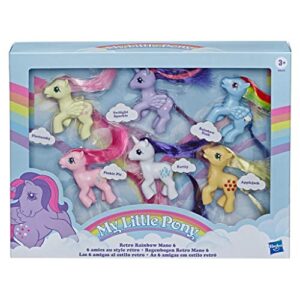 my little pony retro rainbow mane 6-80s-inspired collectable figures with retro styling; 6 3-inch toys (amazon exclusive)