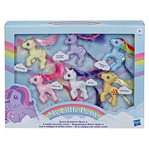 My Little Pony Retro Rainbow Mane 6-80s-Inspired Collectable Figures with Retro Styling; 6 3-Inch Toys (Amazon Exclusive)