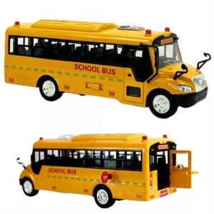 big daddy huge yellow school bus with lights and cool openable doors pull back toy school bus with sounds and songs for girls, boys, toddlers