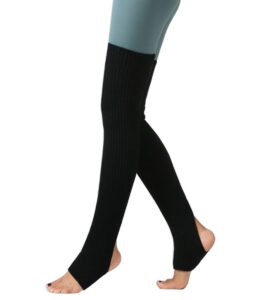 chung women's over knee thigh high warm leg warmers stirrup thermal 80s long socks yoga ballet dance-black