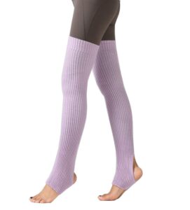 chung women's over knee thigh high warm leg warmers stirrup thermal 80s long socks yoga ballet dance-lavender