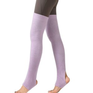 CHUNG Women's Over Knee Thigh High Warm Leg Warmers Stirrup Thermal 80s Long Socks Yoga Ballet Dance-Lavender