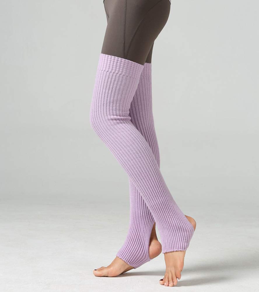 CHUNG Women's Over Knee Thigh High Warm Leg Warmers Stirrup Thermal 80s Long Socks Yoga Ballet Dance-Lavender