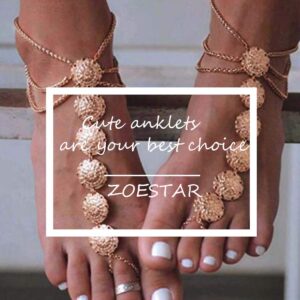 Zoestar Boho Coin Anklet Bracelet Summer Beach Coin Foot Jewelry Accessories for Women（2 PCS