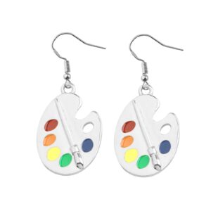 artist paint brush earrings paint palette charm earrings colorful painter jewelry artist gift art teacher gifts (artist charm earrings)