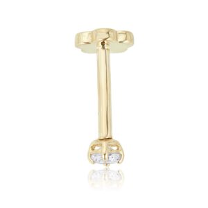 AVORA 14K Yellow Gold 2mm Simulated Diamond CZ Cartilage Piercing Flat Back Earring Body Jewelry (18 Gauge)