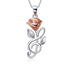 luhe rose necklace gifts sterling silver roses flower music note infinity pendant necklace anniversary birthday gifts for women teens girls her girlfriend wife gifts