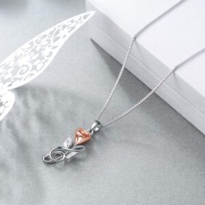 LUHE Rose Necklace Gifts Sterling Silver Roses Flower Music Note Infinity Pendant Necklace Anniversary Birthday Gifts for Women Teens Girls Her Girlfriend Wife Gifts