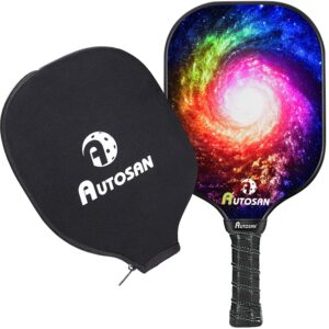 autosan pickleball paddle graphite and fiberglass composite face & aramid honeycomb core,edgesentry protect pickleball paddle with cover,rule ebook,lightweight 7.2-7.5oz,indoor outdoor,kid,men women