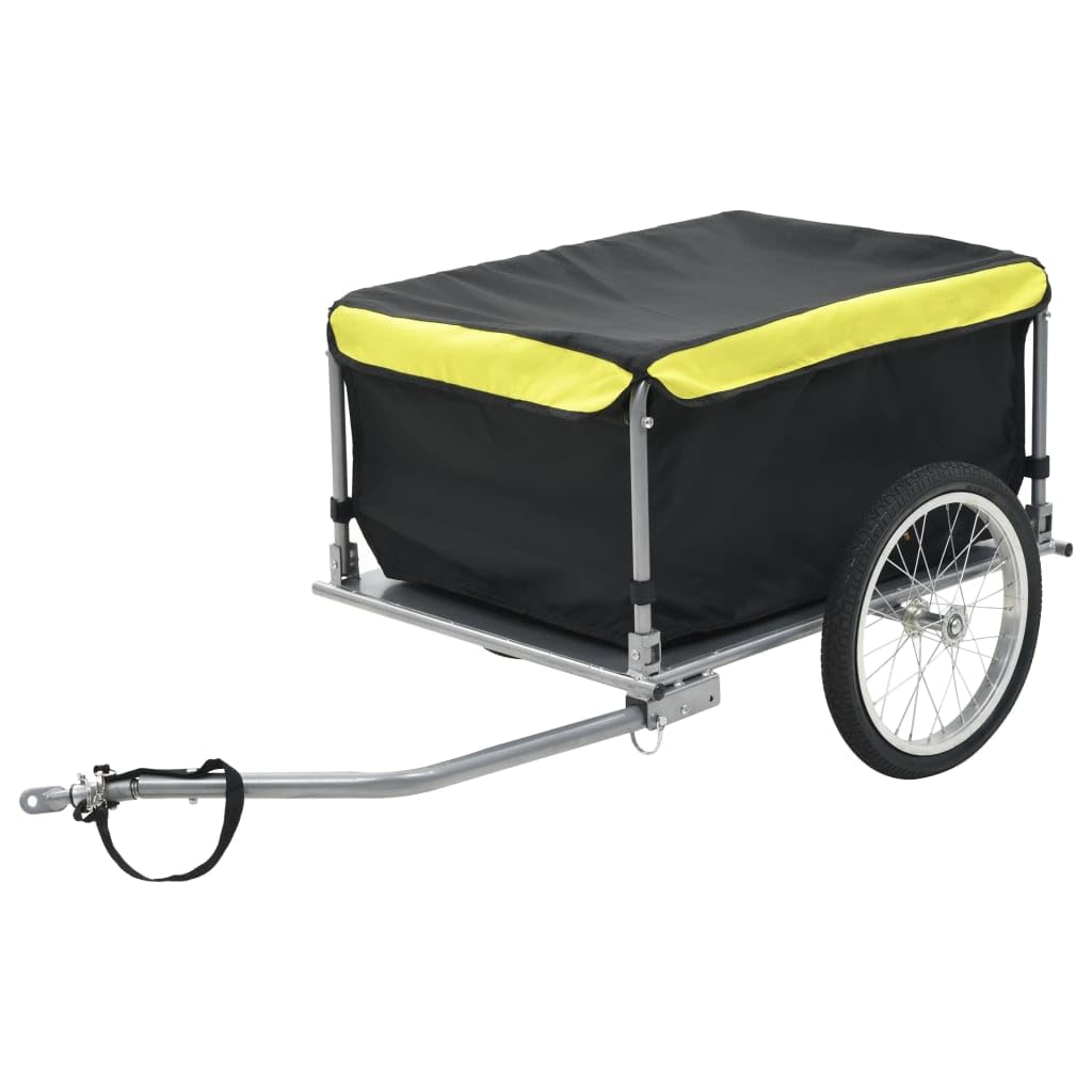 vidaXL Bike Cargo Trailer, Robust Steel Frame, High Load Capacity, Quick-Connect Ball Coupling Design, Water-Resistant 100% Polyester Cover, Storage-Efficient