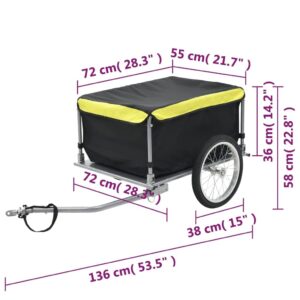 vidaXL Bike Cargo Trailer, Robust Steel Frame, High Load Capacity, Quick-Connect Ball Coupling Design, Water-Resistant 100% Polyester Cover, Storage-Efficient