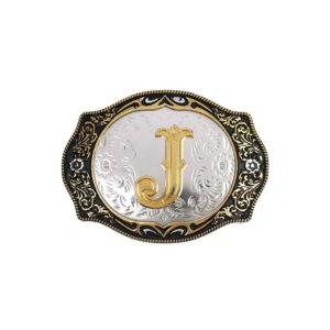 western belt buckle initial letters abcdmrj to z cowboy rodeo small gold belt buckles for men women (j)