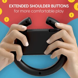 TALK WORKS Nintendo Switch Racing Wheel Controllers - Grips for Joy-Con - Driving Grip Accessory with Comfortable Design for Smooth Gaming - Compatible with Switch OLED - Black, 2 Pack