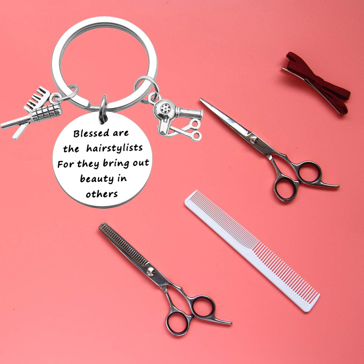 FOTAP Hairstylists Gift Blessed Are The Hairstylists for They Bring Out Beauty in Others Keychain Cosmetology Graduate Gift (blessed hairstylists)