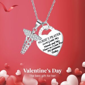 BriLove Gifts for Mom 925 Sterling Silver Necklace for Women Caduceus Angel Nursing Themed Pendant Necklace for Mothers Day/Valentines Day/Birthday/Christmas/Anniversary