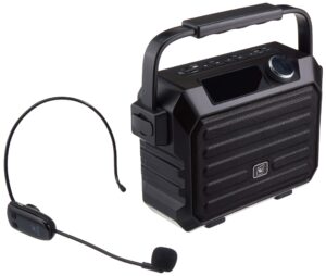 portable mini bluetooth pa system with wireless headset microphone 30w personal pa speaker rechargeable voice amplifier supports echo/fm radio/aux-in mode/usb input/tf card