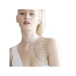 tgirls layered punk shoulder chain sexy tassel body jewelry for women and girls (silver)