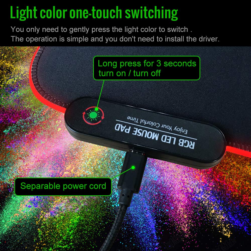 RGB Gaming Mouse Pad with 11 RGB Light up Modes,LED Gaming Pad,Non-Slip Rubber Based Computer Mice mat Medium Size(13.7” x 10.3”)