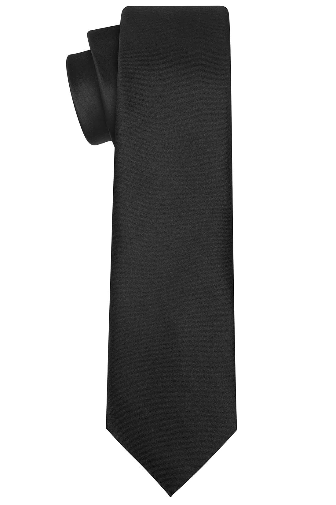 KissTies 63'' XL Black Tie Solid Satin Ties Extra Long Necktie For Big Tall Men