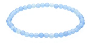 ltc designs alternating matte and glossy 4 mm round blue quartz stretch bracelet, 8"