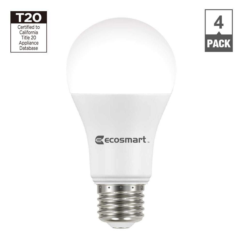 EcoSmart 100-Watt Equivalent A19 Non-Dimmable CEC LED Light Bulb Daylight (4-Pack)