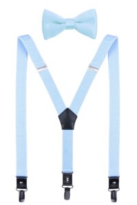 ceajoo men's suspenders and bow tie set adjustable with black metal clips 47" blue