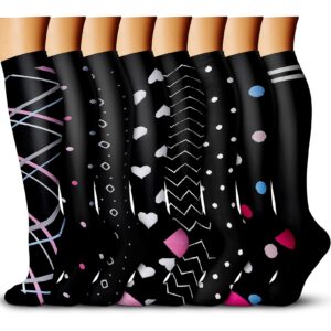 withyou compression socks (8 pairs), 15-20 mmhg is best athletic for men & women, running, flight, travel, pregnant - boost performance, blood circulation & recovery (8 assorted 7, s/m)