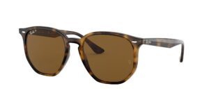 ray-ban rb4306 hexagonal sunglasses, light havana/polarized brown, 54 mm