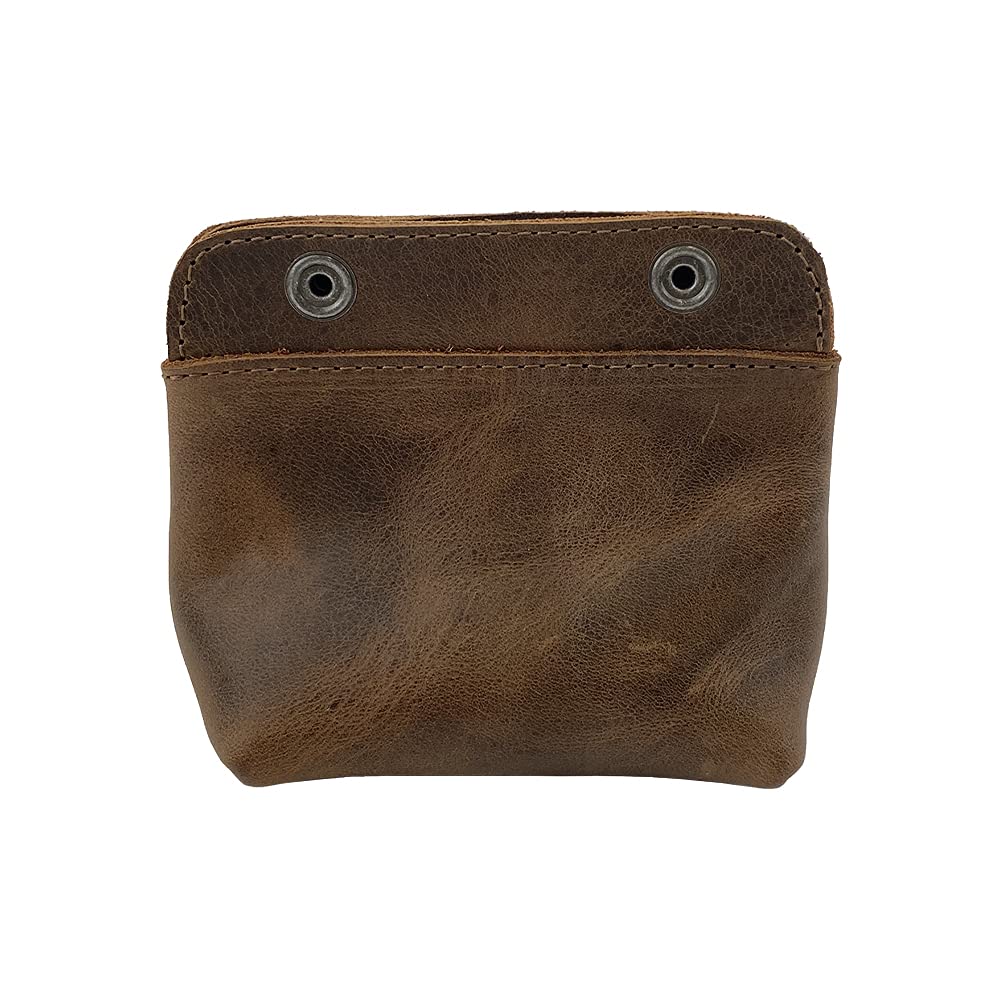 Hide & Drink, Leather Double Snap Pouch, Coin Purse, Cash & Card Holder, Cable Organizer, Makeup, Handmade Includes 101 Year Warranty (Bourbon Brown)