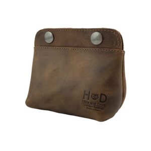 Hide & Drink, Leather Double Snap Pouch, Coin Purse, Cash & Card Holder, Cable Organizer, Makeup, Handmade Includes 101 Year Warranty (Bourbon Brown)