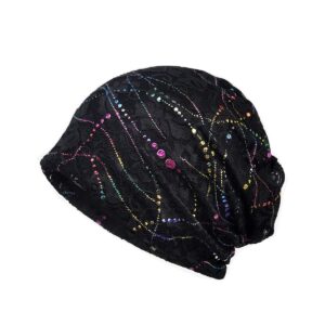 Lace Beanies Chemo Caps Cancer Headwear Skull Cap Knitted hat for Womens (4Pack-b)