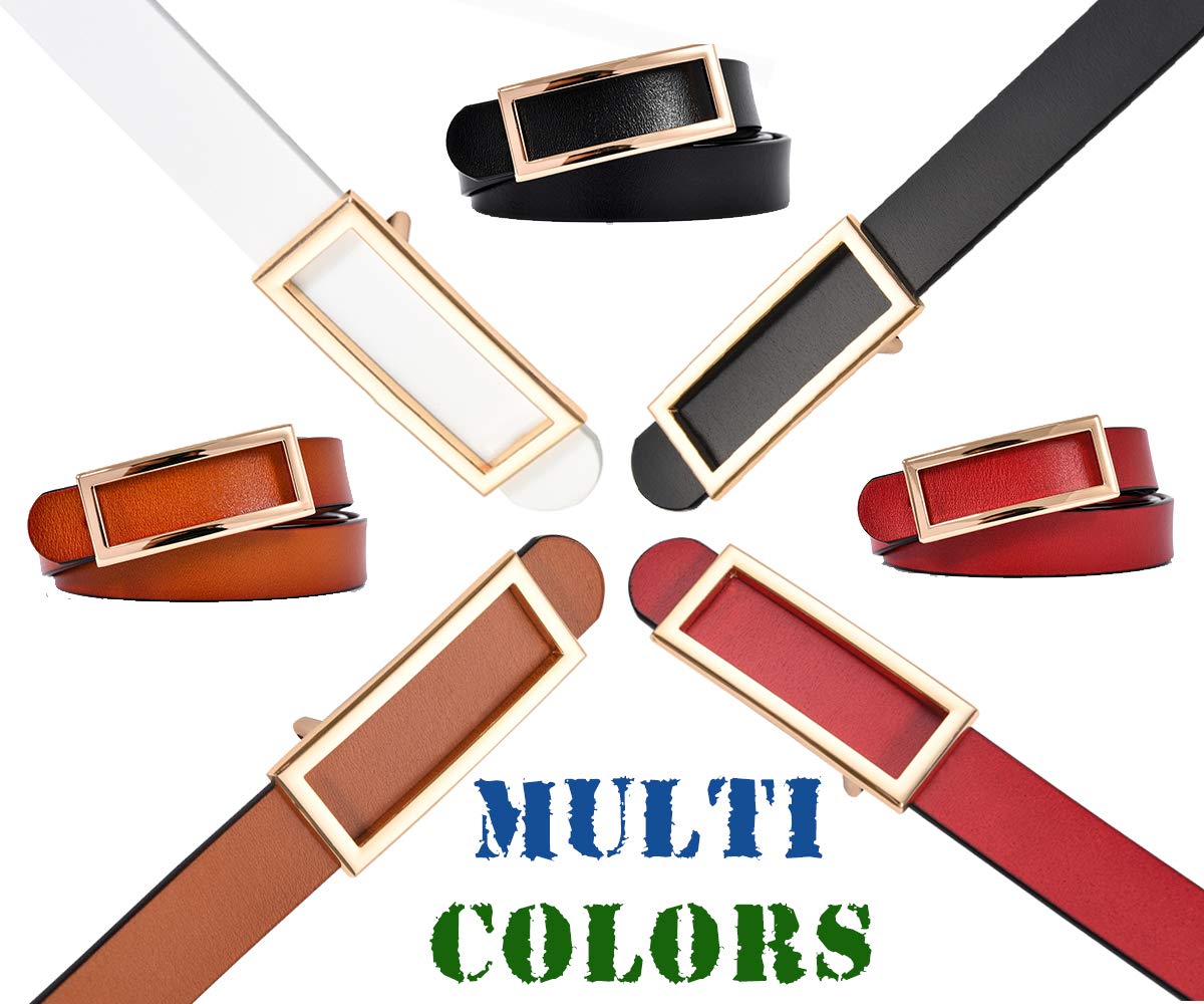 INSIGHTER Genuine Leather Belt for Women Waist Skinny Dress Belt for Jeans Pants 0.93" Width Black Red Brown White