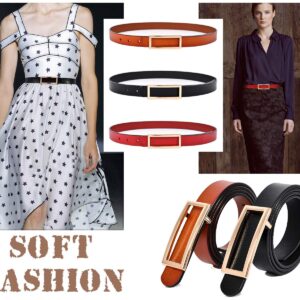 INSIGHTER Genuine Leather Belt for Women Waist Skinny Dress Belt for Jeans Pants 0.93" Width Black Red Brown White