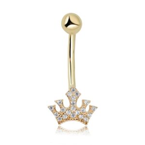 avora 10k yellow gold simulated diamond cz tiara belly button ring body jewelry (14 gauge)