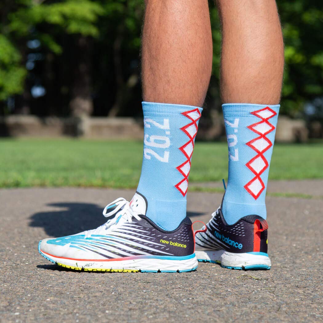 Gone For a Run Inspirational Athletic Running Socks | Mid-Calf | Marathon | Carolina Blue