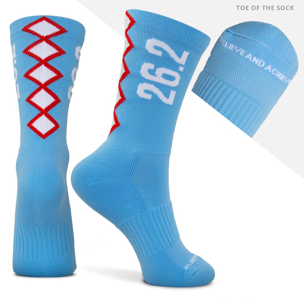 Gone For a Run Inspirational Athletic Running Socks | Mid-Calf | Marathon | Carolina Blue